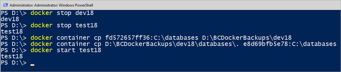 Steve Endow - The Blog: Restoring data from a broken Business Central Docker Container
