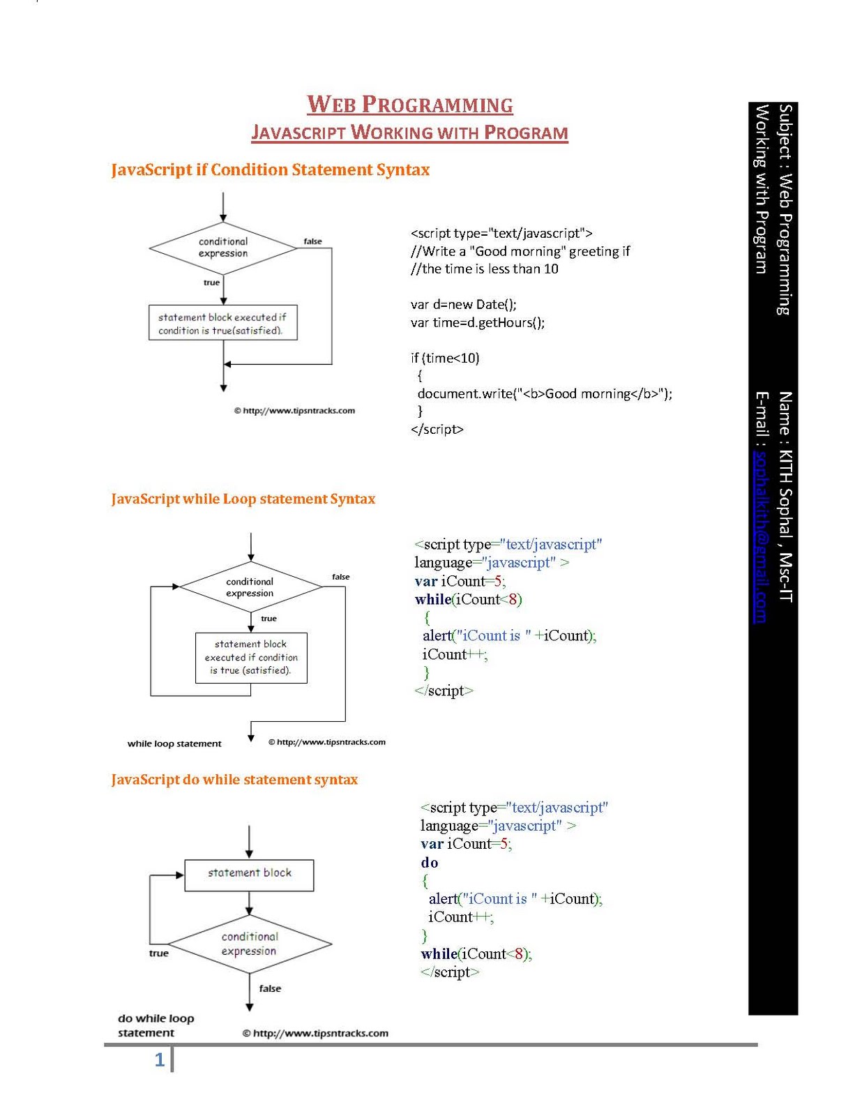 JavaScript while Loop statement | isophal.com JavaScript while Loop statement | isophal.com