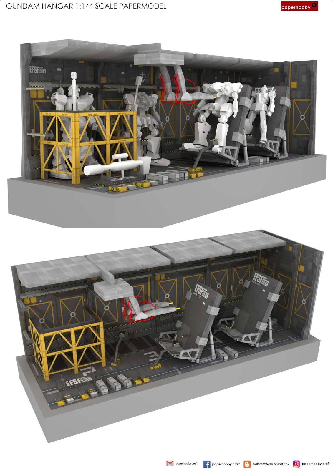 paperhobby: GUNDAM HANGAR 1:144 SCALE PAPERMODEL
