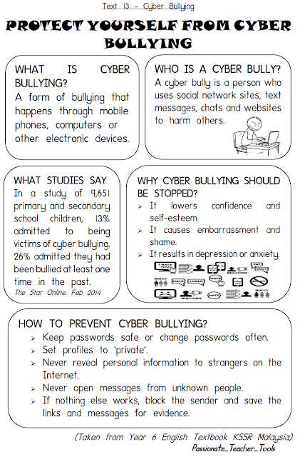 Passionate Teacher Tools: Text 13 - Cyber Bullying (With Suggested ...