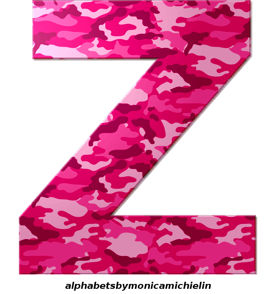 M. Michielin Alphabets: 4-PINK CAMOUFLAGE BIG ALPHABET PNG