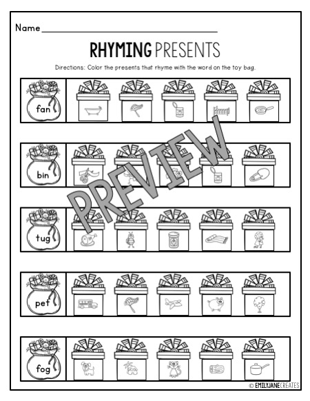Emily Jane Creates: DECEMBER NO PREP KINDERGARTEN PACKET-OVER 100 PAGES!