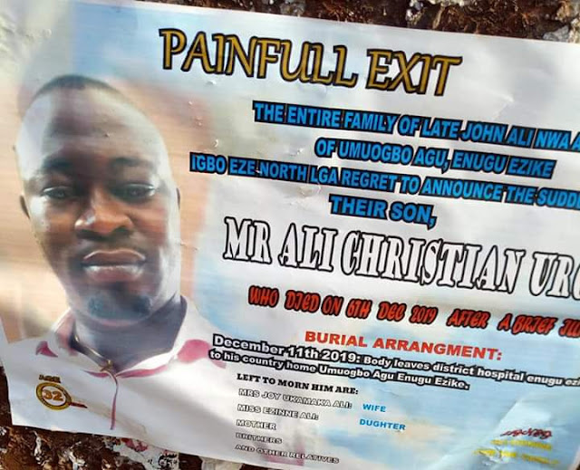 Sad! Man Dies 7 Days After His Wedding In Enugu - FOW 24 NEWS