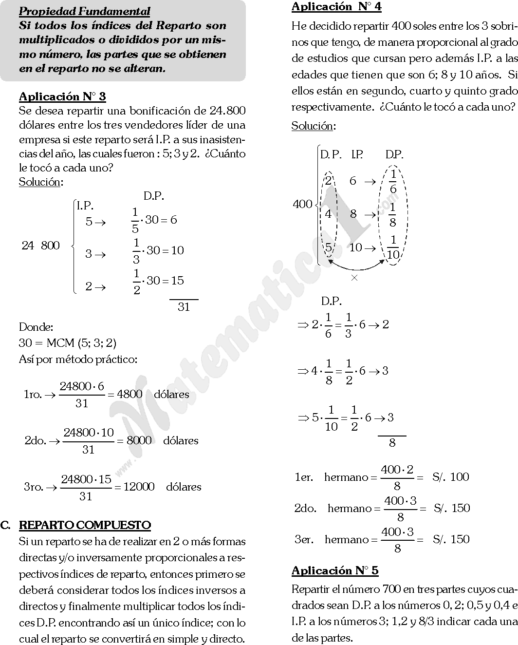 REPARTO PROPORCIONAL EJERCICIOS RESUELTOS PDF
