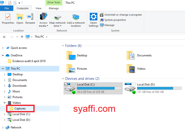 Folder Videos dan Captures