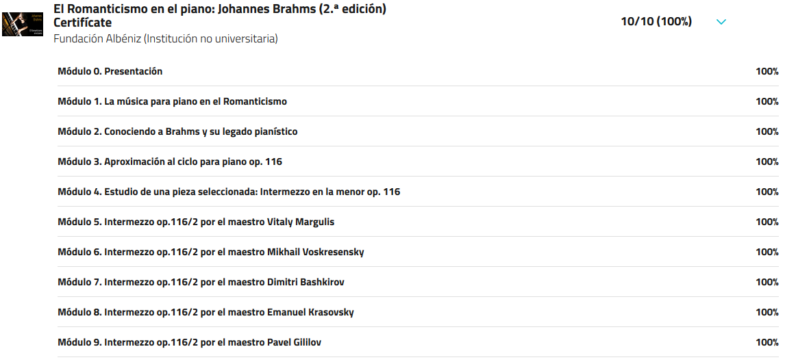 Francisco Javier Cervigon Ruckauer, Brahms, piano