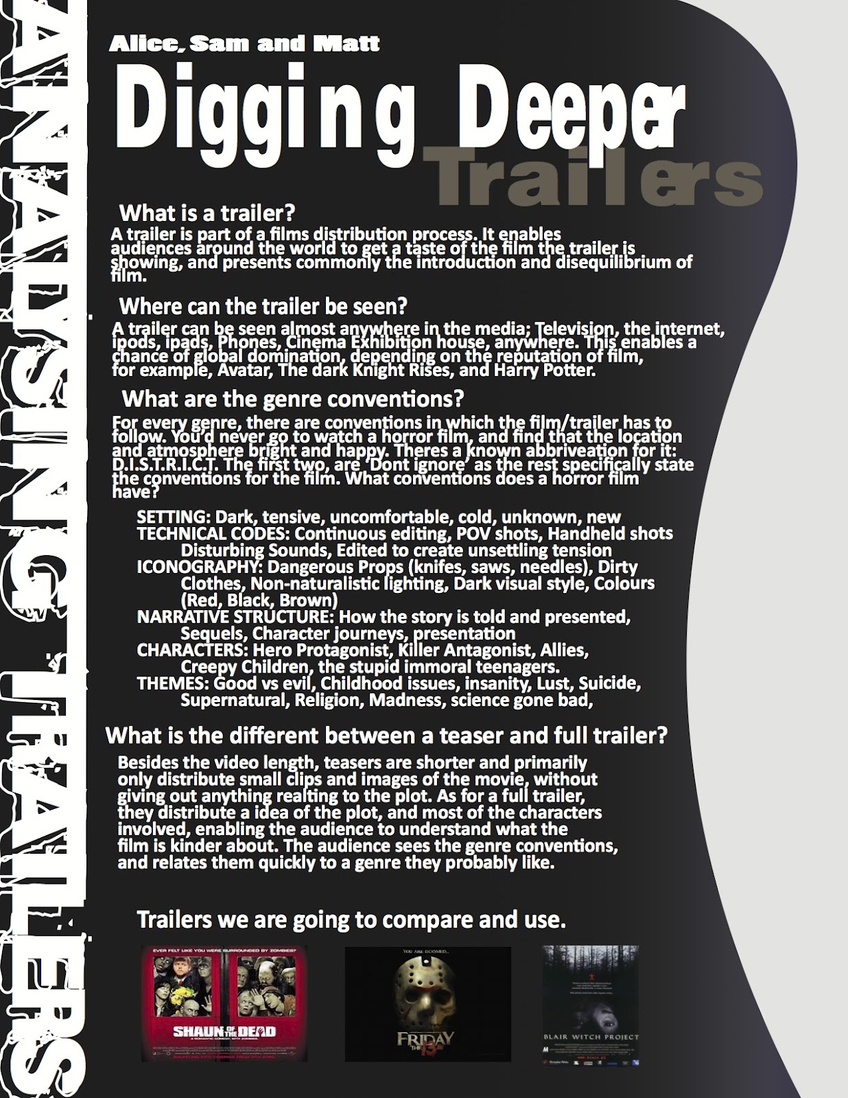 AMS Media Coursework 12/13: Digging Deeper: Trailer Analysis