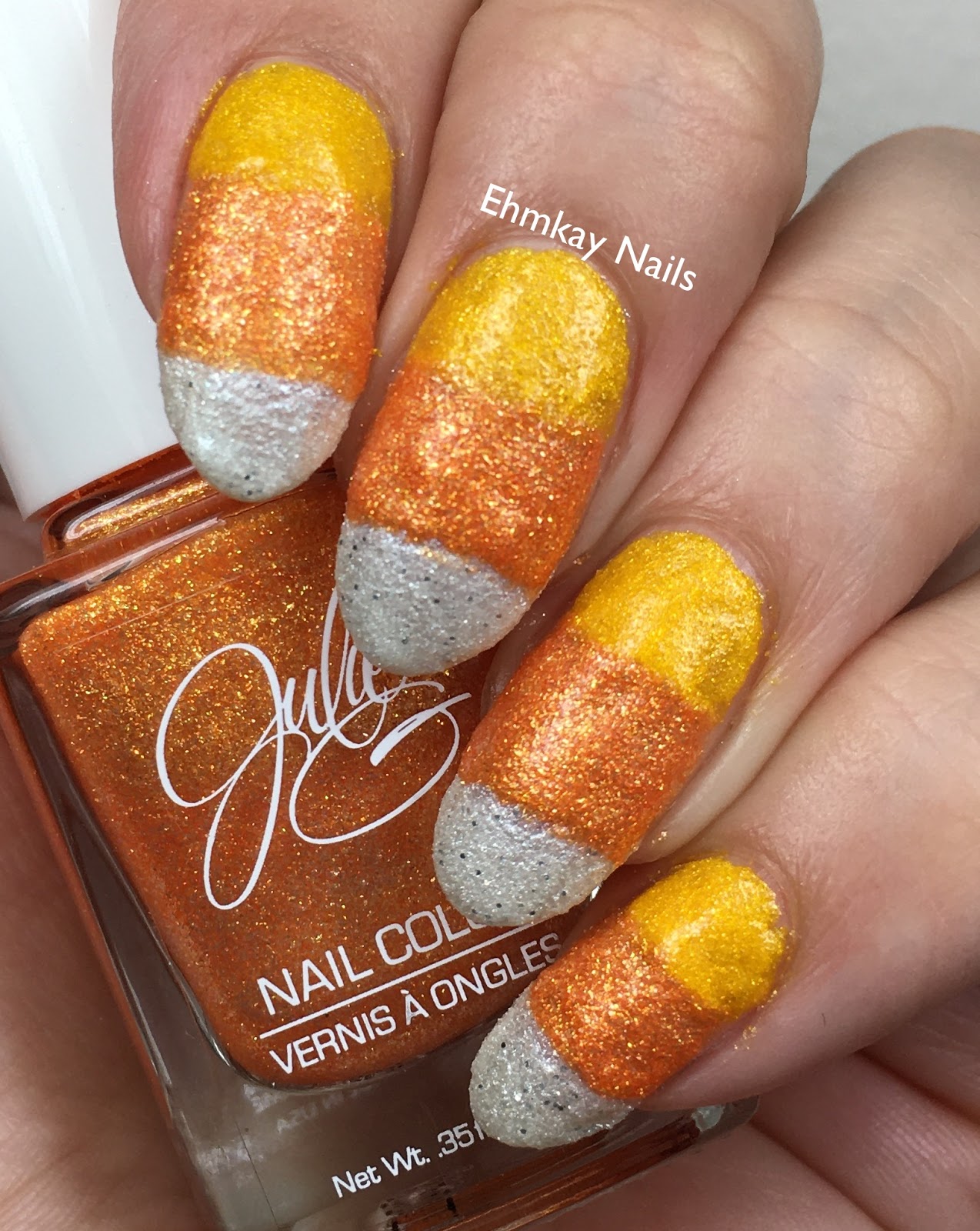 ehmkay nails: 13 Days of Halloween: Texture Candy Corn Nail Art