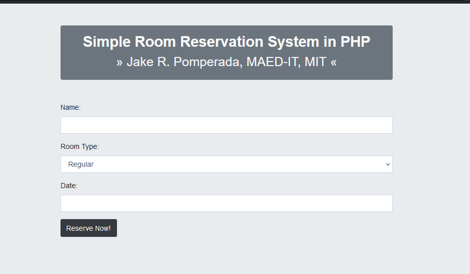 Free Programming Source Codes And Computer Programming Tutorials Simple Room Reservation System