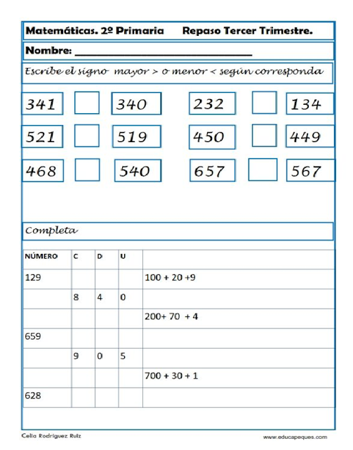 Segundo grado Castelli: Tarea de Matemáticas