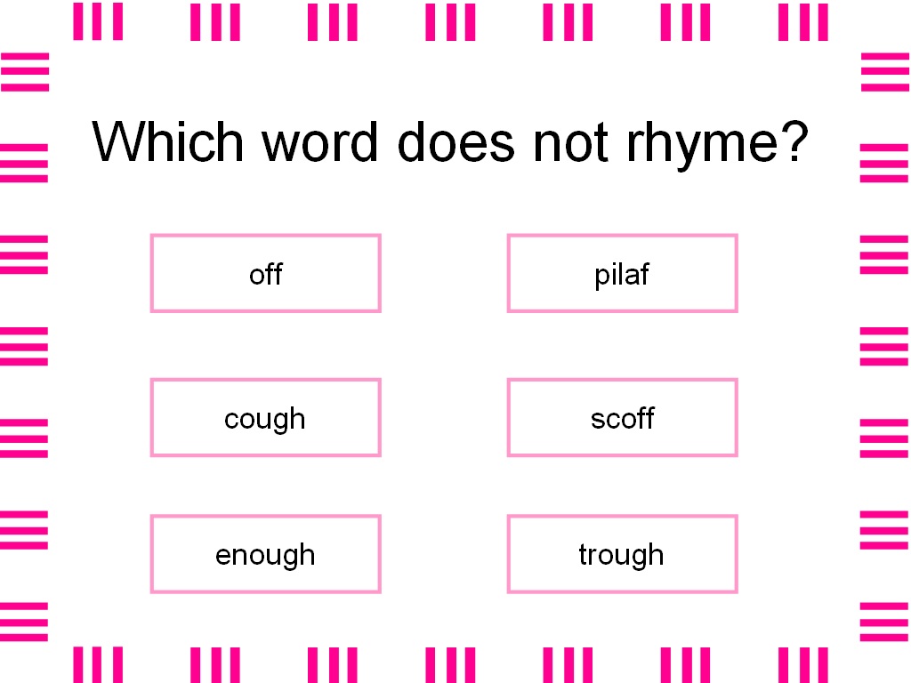 Student Survive 2 Thrive: Which Word Does Not Rhyme?