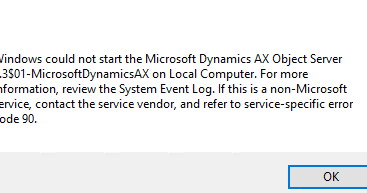 Axapta/D365 Corner: Error while restarting AX 2012 service