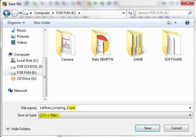Cara Save Yang Benar C++ Pada Code Block ~ Manajemen Informatika