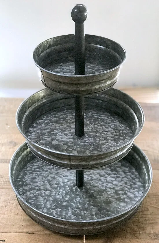 Galvanized Steel Tiered Tray Makeover