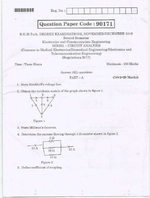 Anna University EC8251 - CIRCUIT ANALYSIS NOVEMBER/DECEMBER 2019 ...