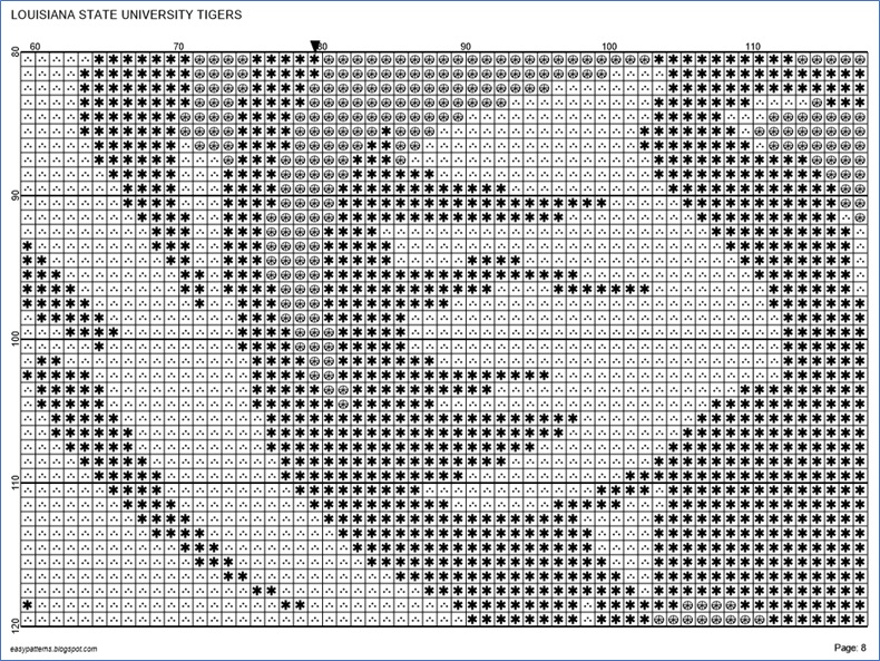 EASY PATTERNS: Louisiana State University LSU Tigers cross-stitch pattern