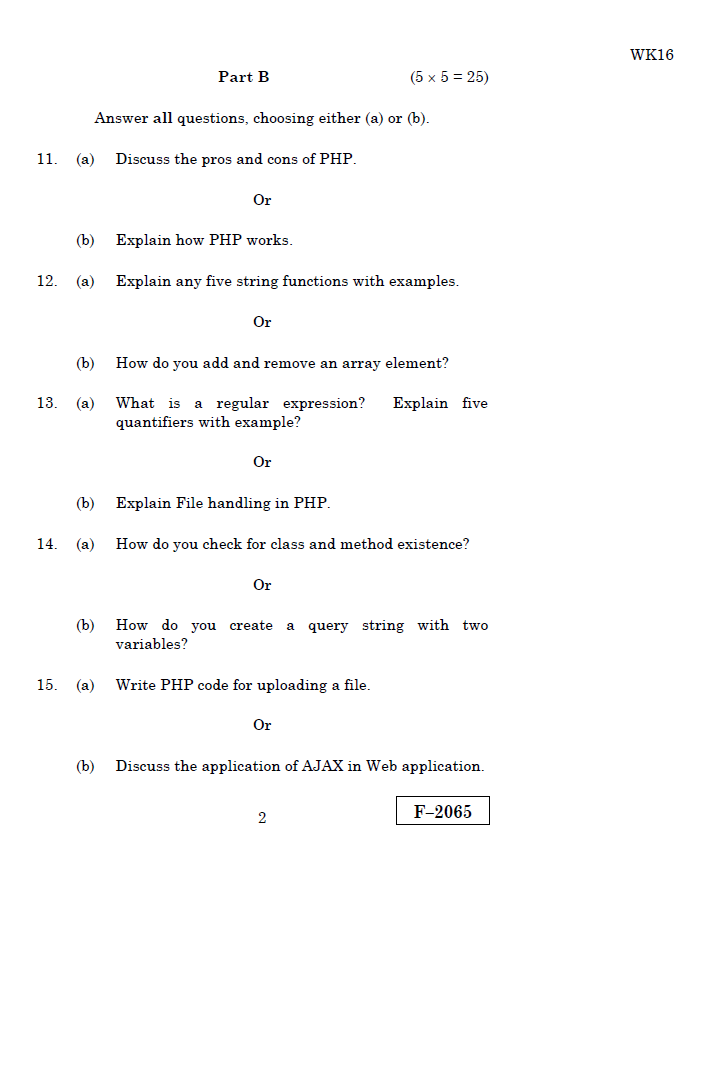 Alagappa University M.Sc.,(CS)- PROGRAMMING IN PHP APRIL 2019 Question ... Alagappa University M.Sc.,(CS)- PROGRAMMING IN PHP APRIL 2019 Question ...