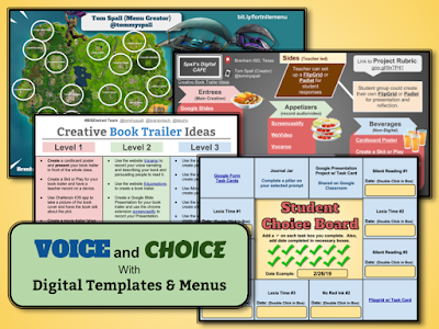 Student VOICE and CHOICE With Digital Templates & Menus