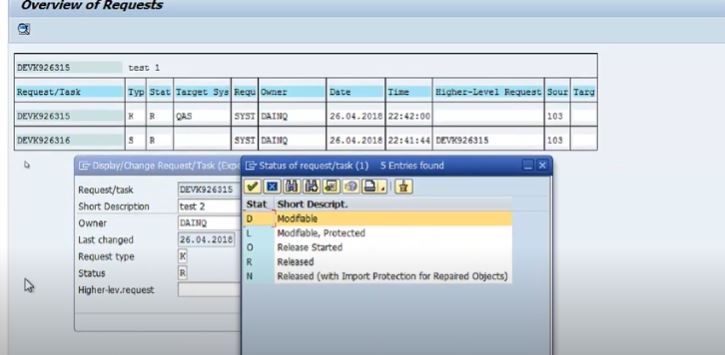 SAP ABAP Central: How to change released TR into Unreleased TR