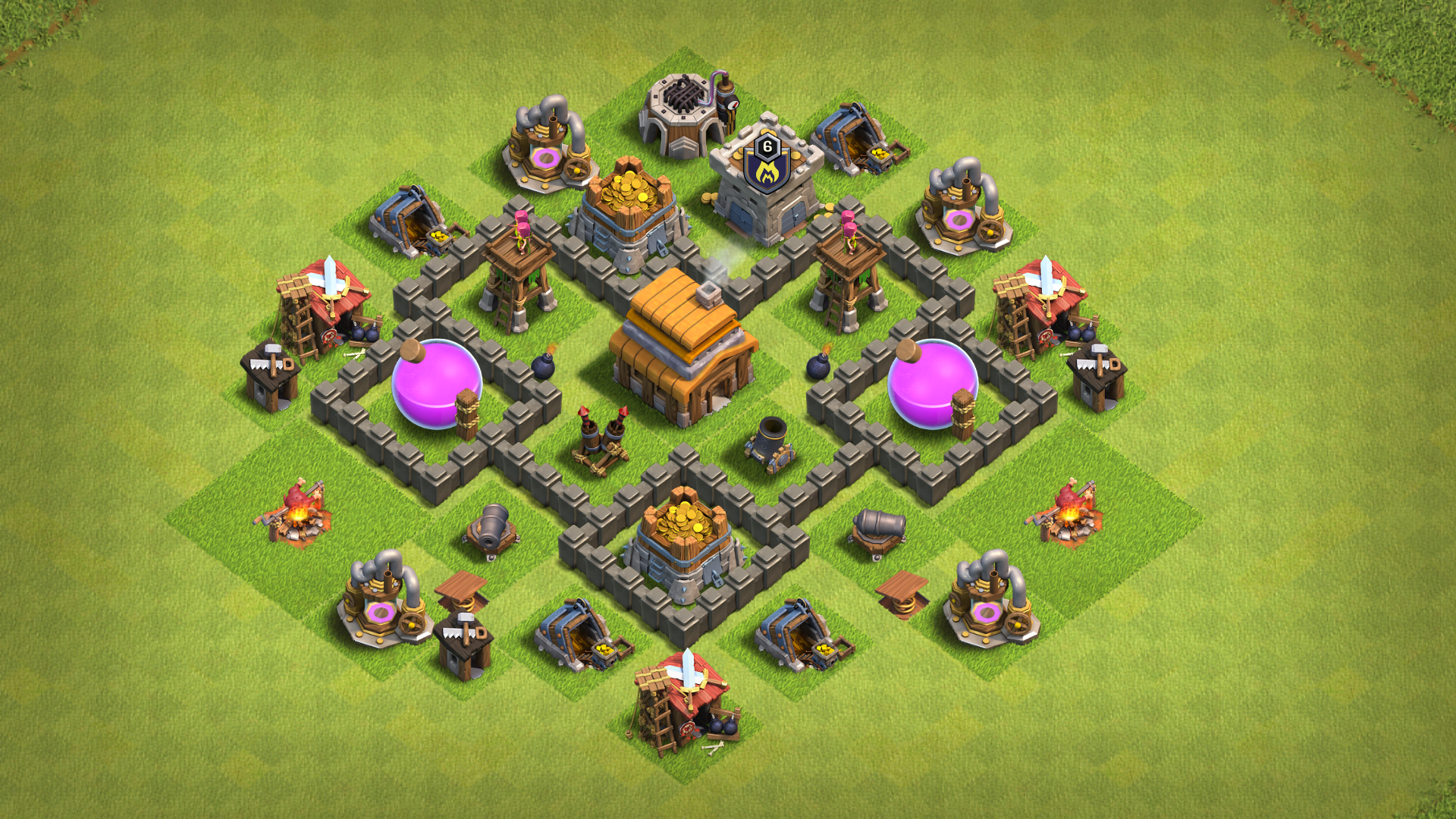 TH4 Base Layout with Base Copy Link - Base of Clans
