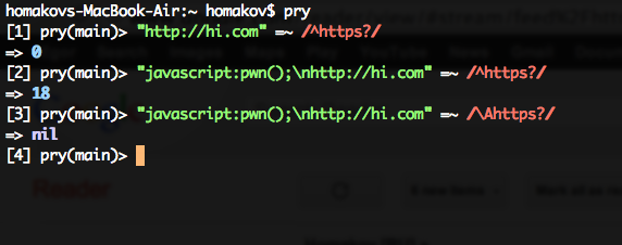 Egor Homakov Injects In Various Ruby Websites Through Regexp