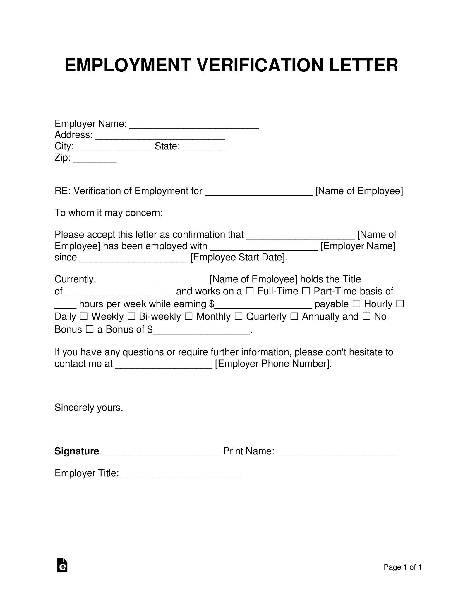 Employment Verification Letter Template Word ~ Resume Letter