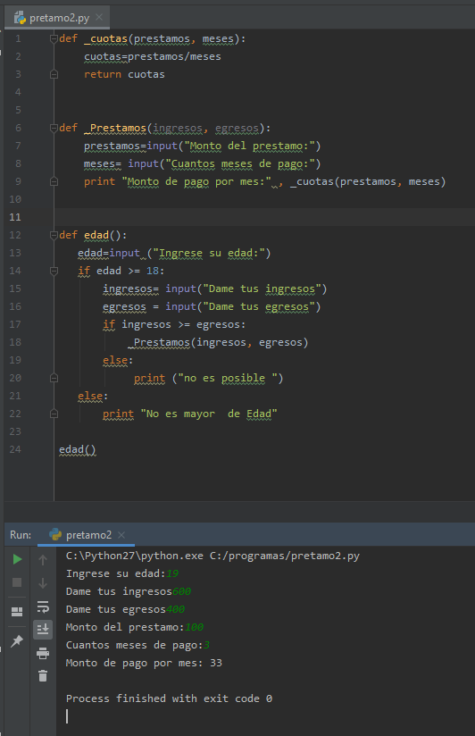 Ejercicios en PyCharm