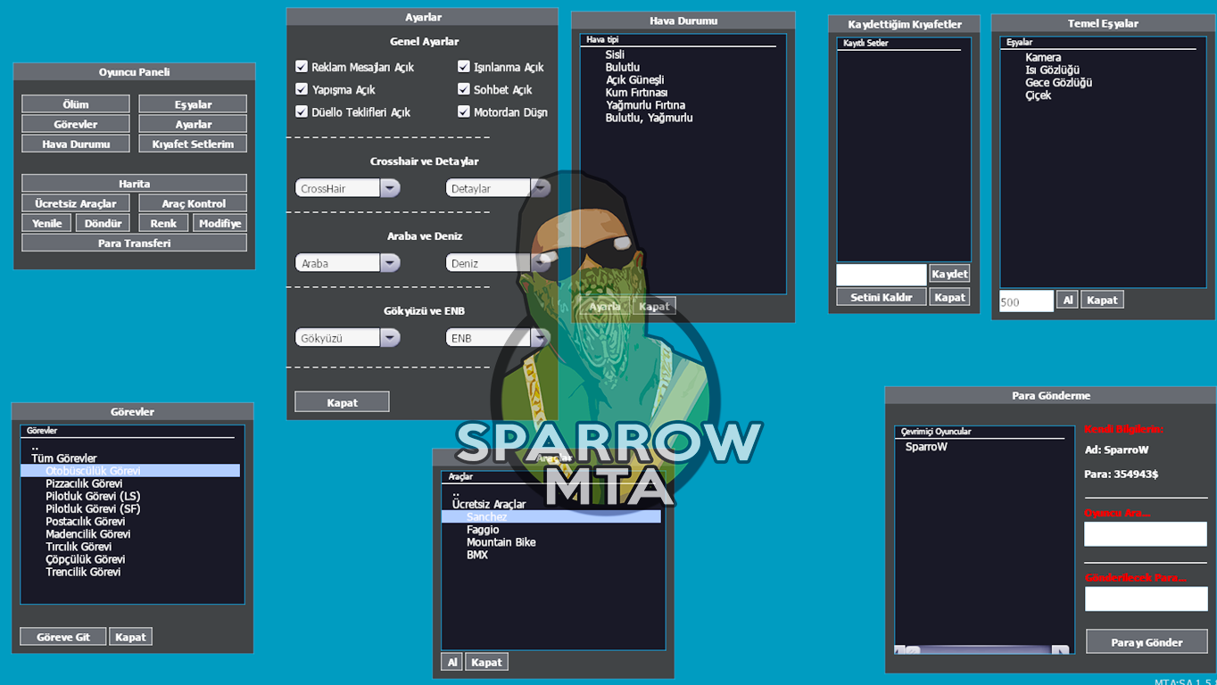 MTA SA F1 Freeroam Gaming Panel Scripti