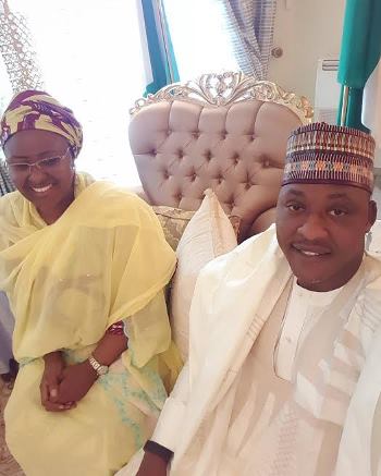 Aisha Buhari all smiles with her brother and son
