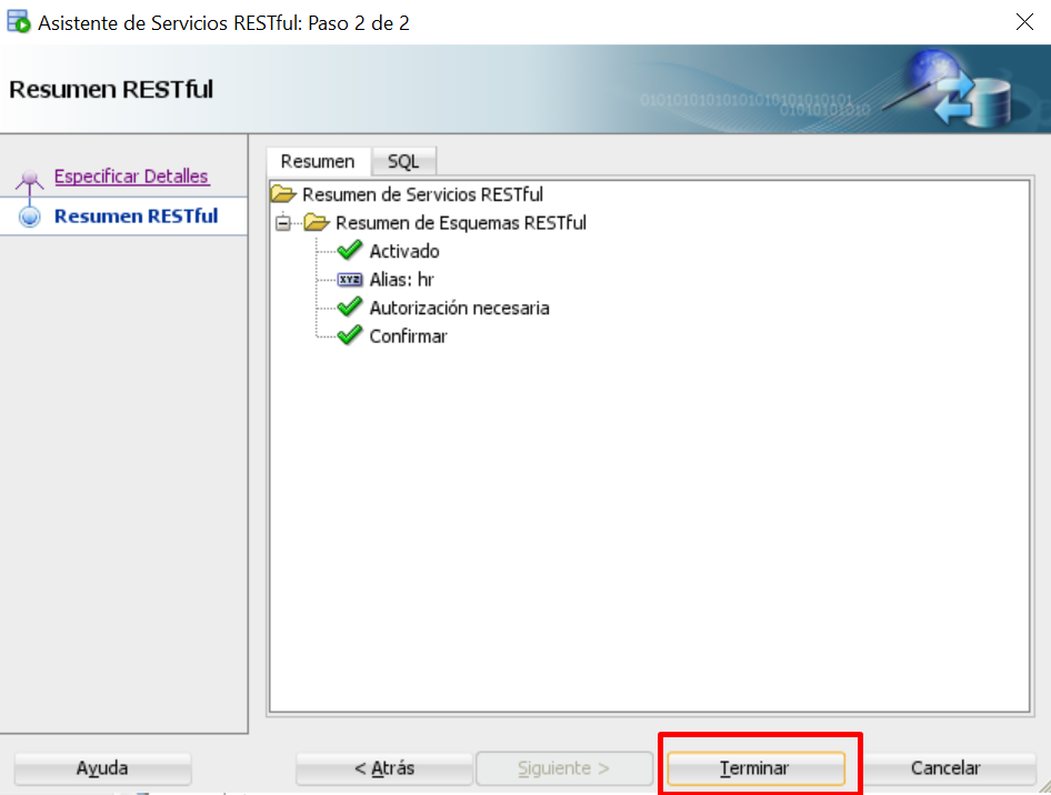 Como activar servicios REST desde SQL Developer