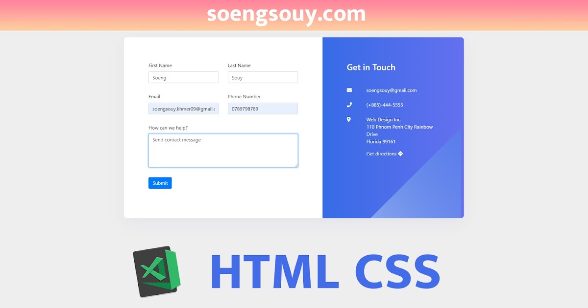 Contact form using HTML CSS