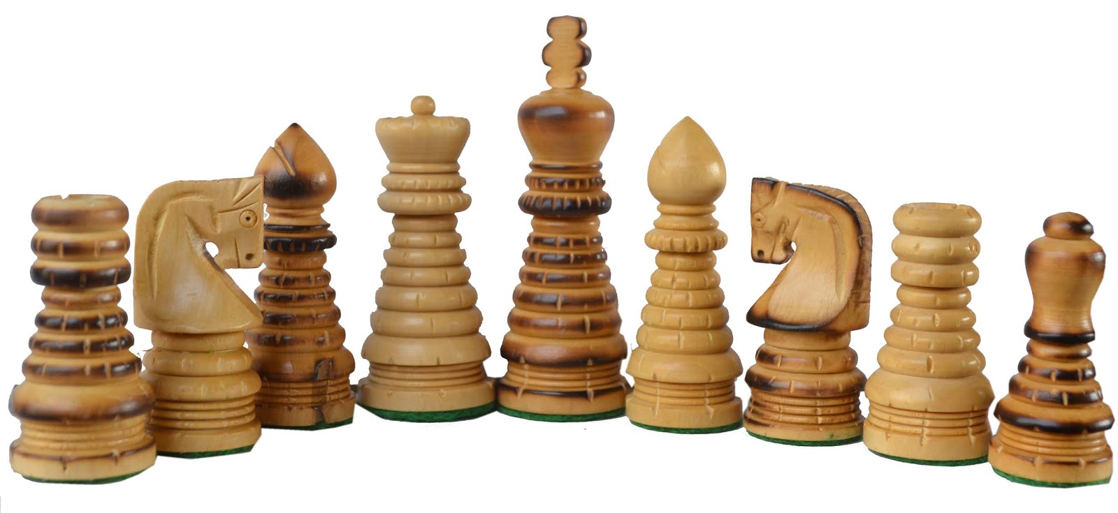 Wooden Chess Set Burn Design Chess Set 32 Chess Pcs