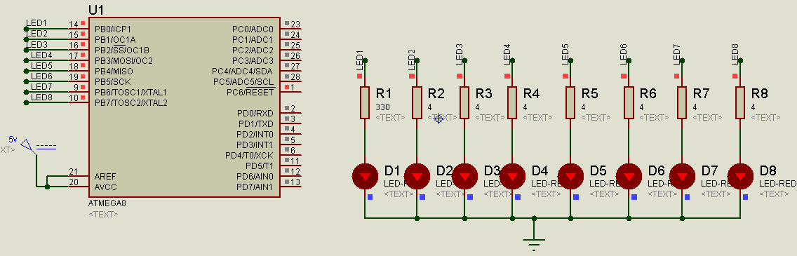 Code Bloges Interfacing Array Of Leds With Avr Microcontroller Atmega 8 4774