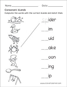 2 letters Vowel n consonant Blend Worksheet