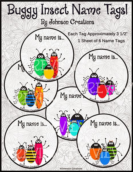 Johnson Creations: Buggy Insect Name Tags!
