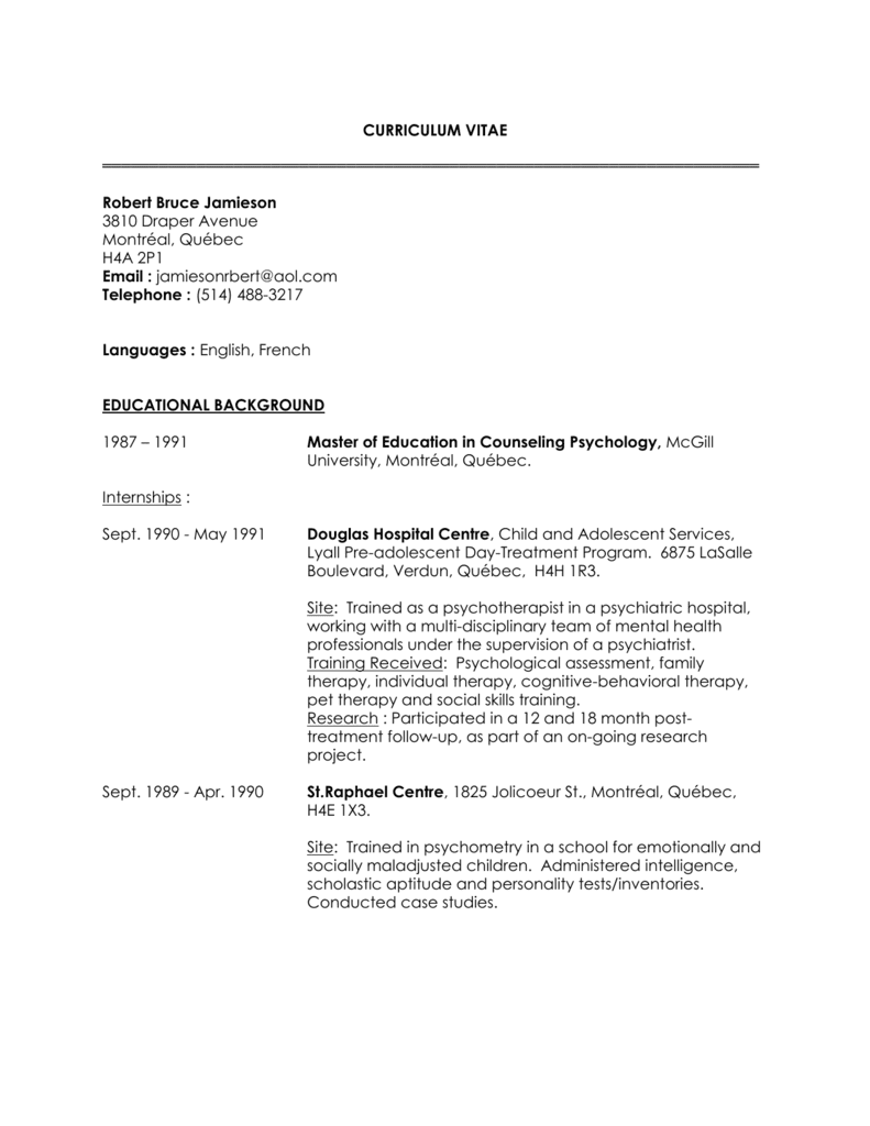 Curriculum Vitae Quebec - Birthday Letter