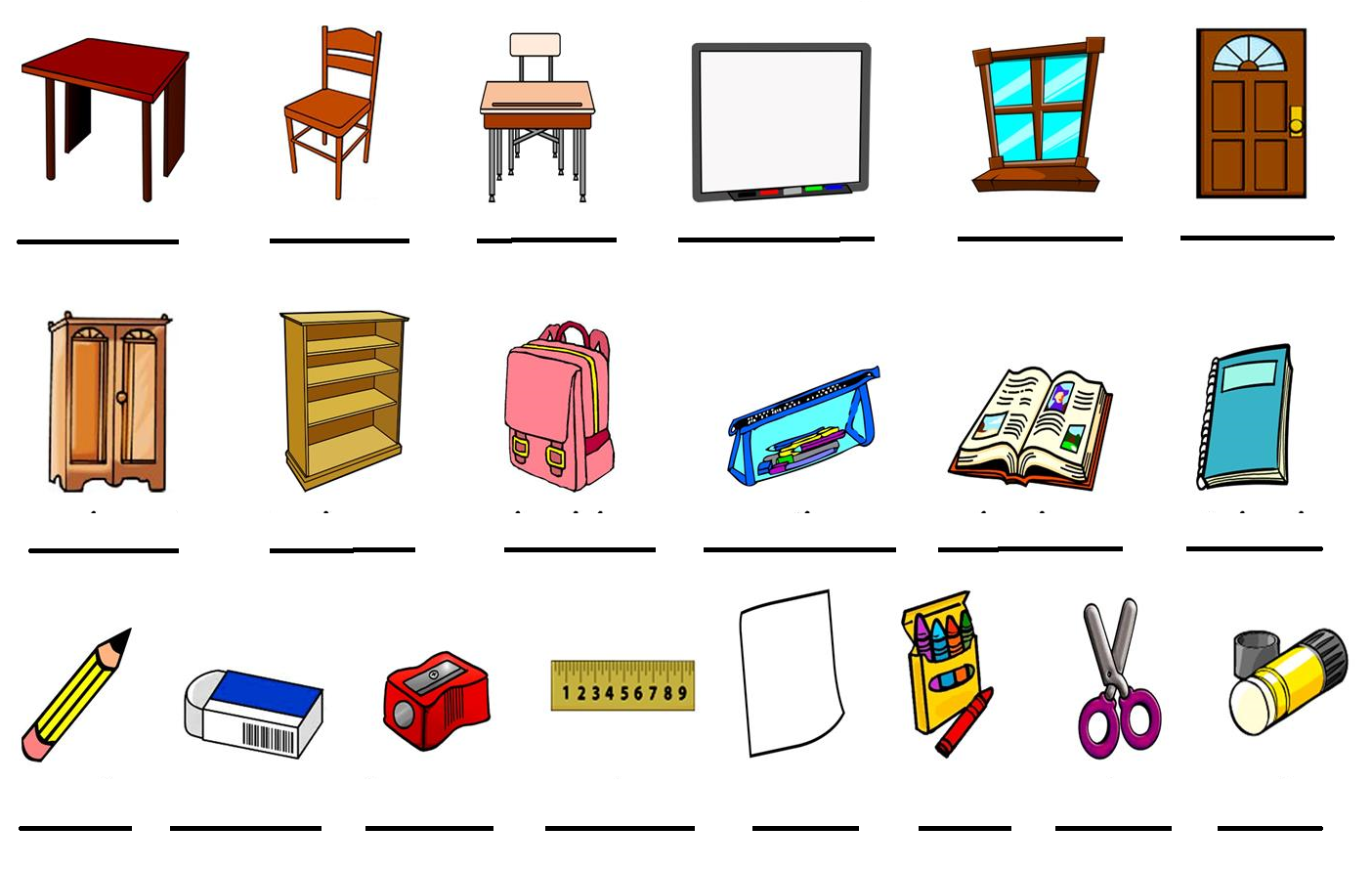 English for kids: Classroom objects
