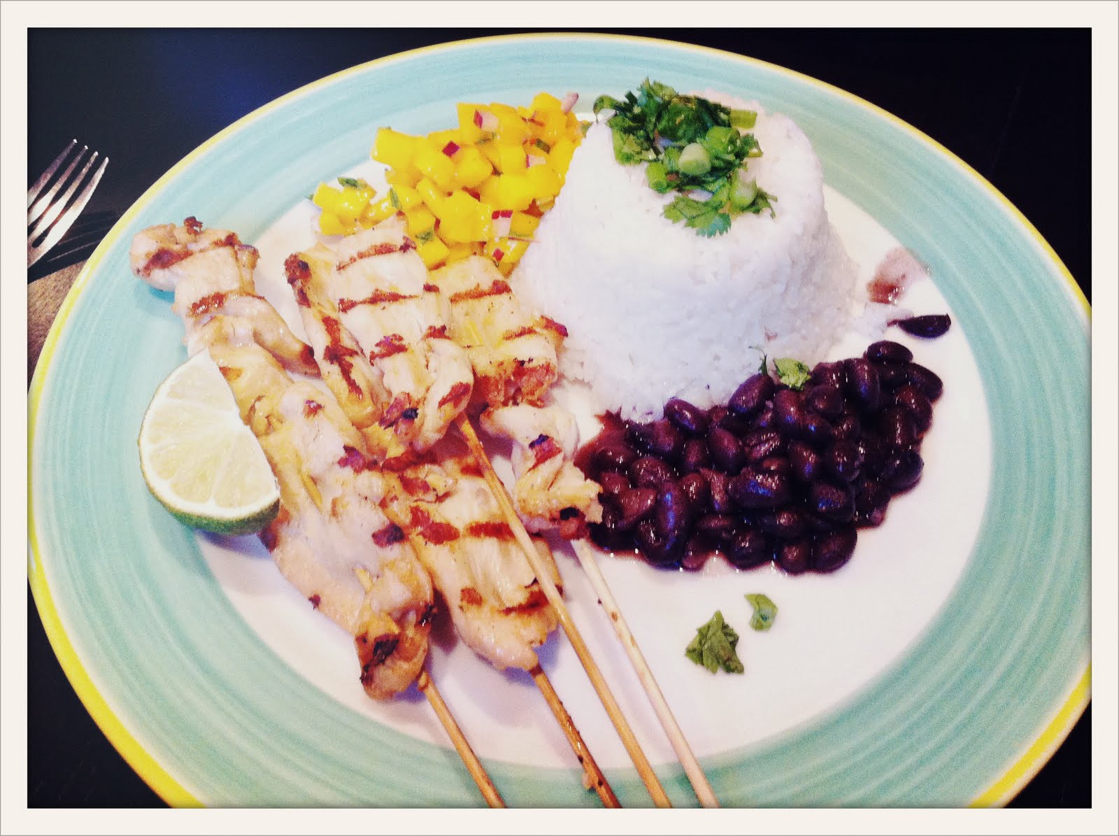 eat well, be happy: Chicken Satay with Coconut Rice, Black Beans ...