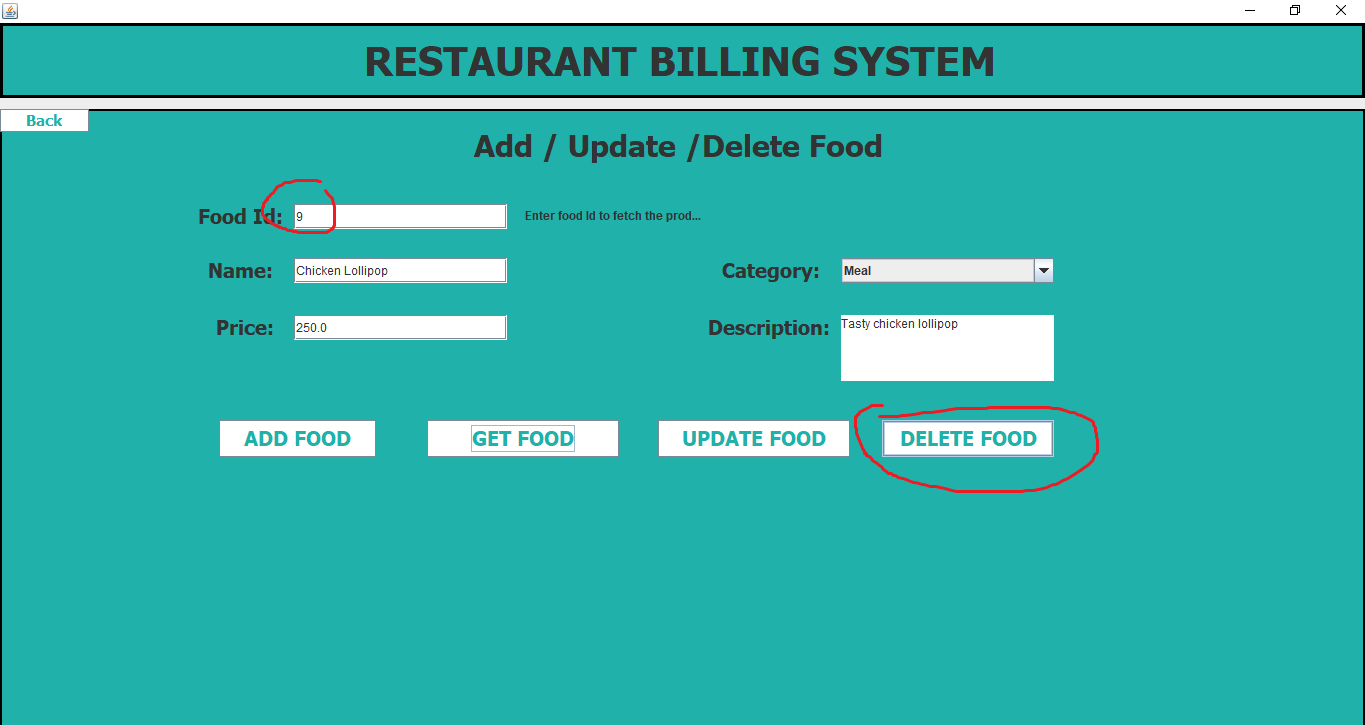 Restaurant Billing System Project using Java & MySQL