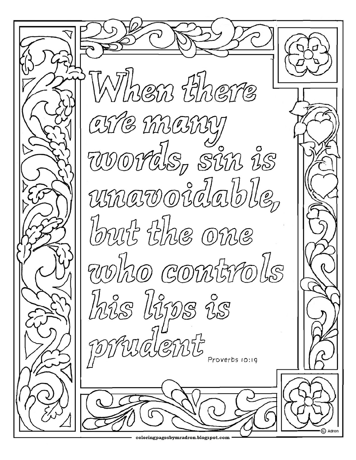 Coloring Pages for Kids by Mr. Adron: Proverbs 10:19 When There Are ...