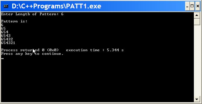 PROGRAM TO PRINT THE FOLLOWING PATTERN: - PROGRAMMING