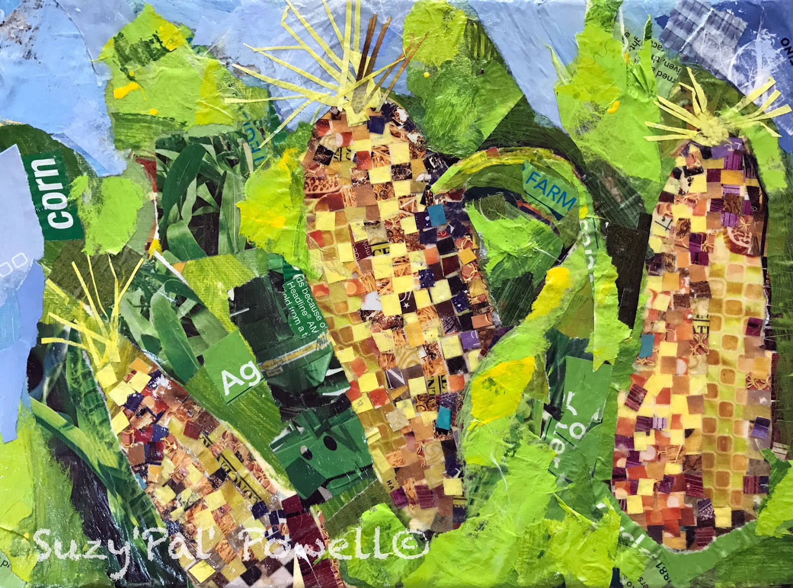 Suzy 'Pal' Powell Watercolors Collages and Sketches: Corn Collage