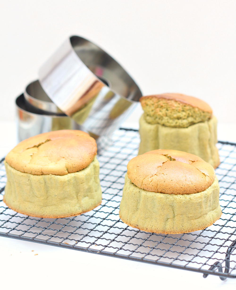 Baked matcha soufflé pancakes