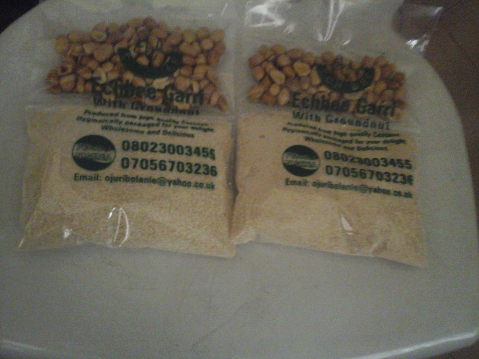 ECHBEE FOODS: GARRI IN A SACHET.Packaging garri for export.
