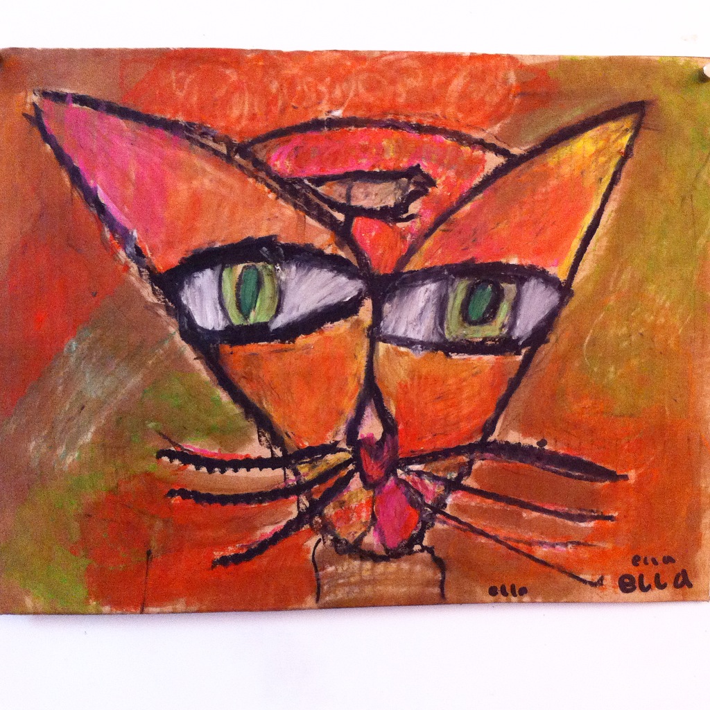 Art Room Britt: Paul Klee Cat and Bird in Oil Pastel