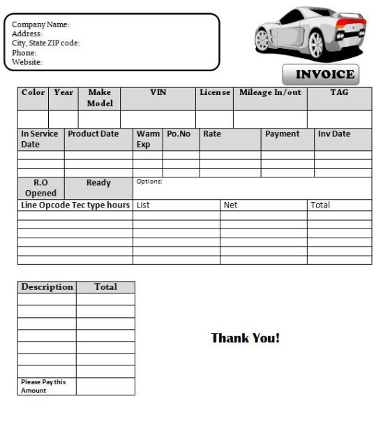 Motorcycle Invoice - Invoice Template