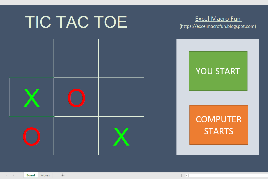 Excel Macro Fun Excel Tic Tac Toe