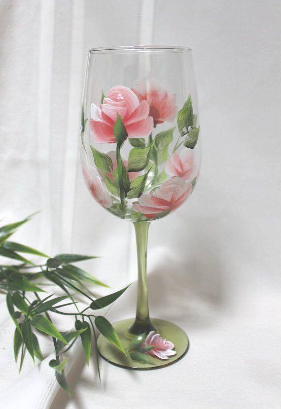 Cómo decorar a mano copas y vasos pintando bellas flores ~ cositasconmesh