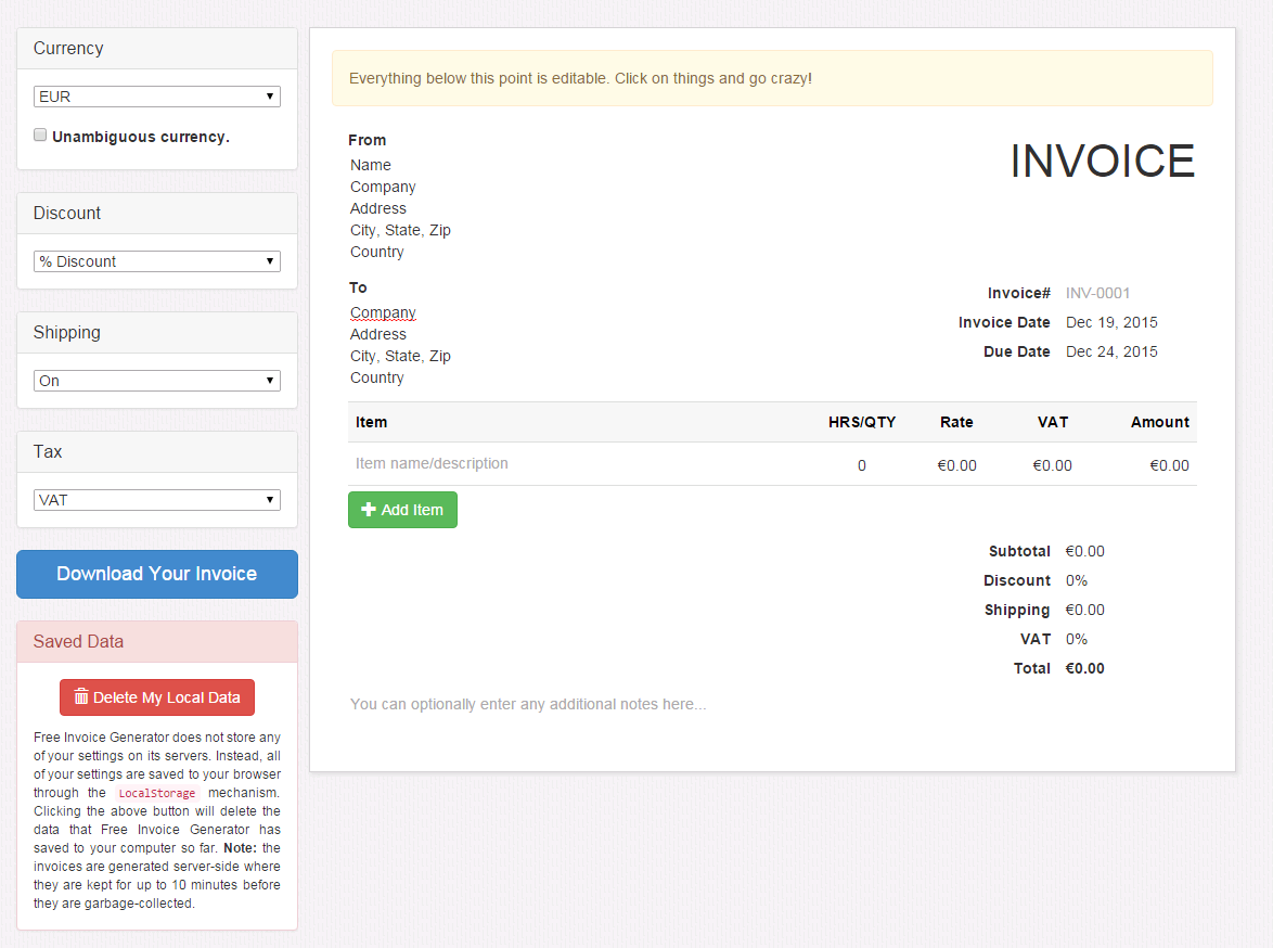 Invoice Template Generator - Invoice Template
