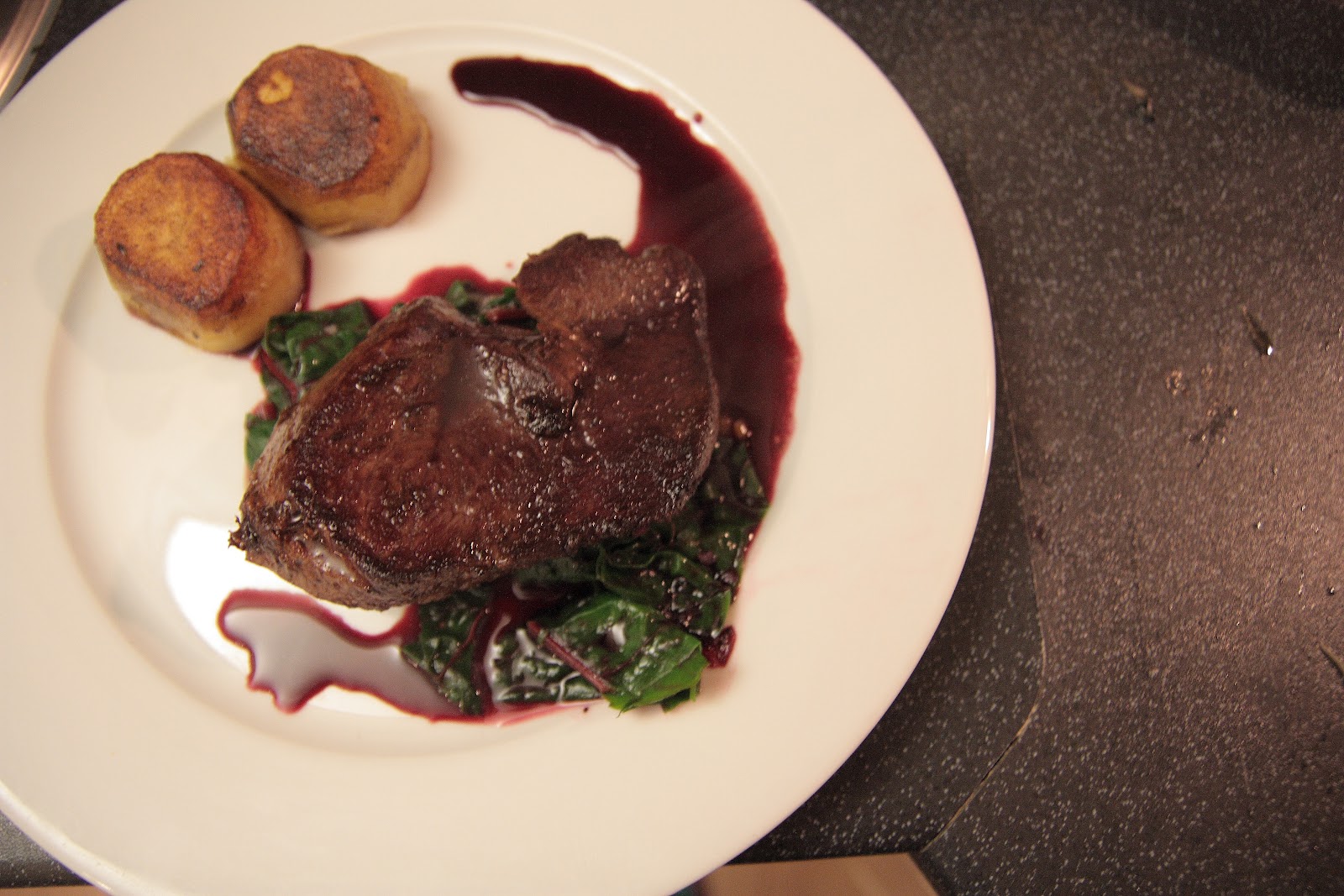 Pudding, Pie and Georgie.: Venison with Fondant Potatoes, Chard and a ...